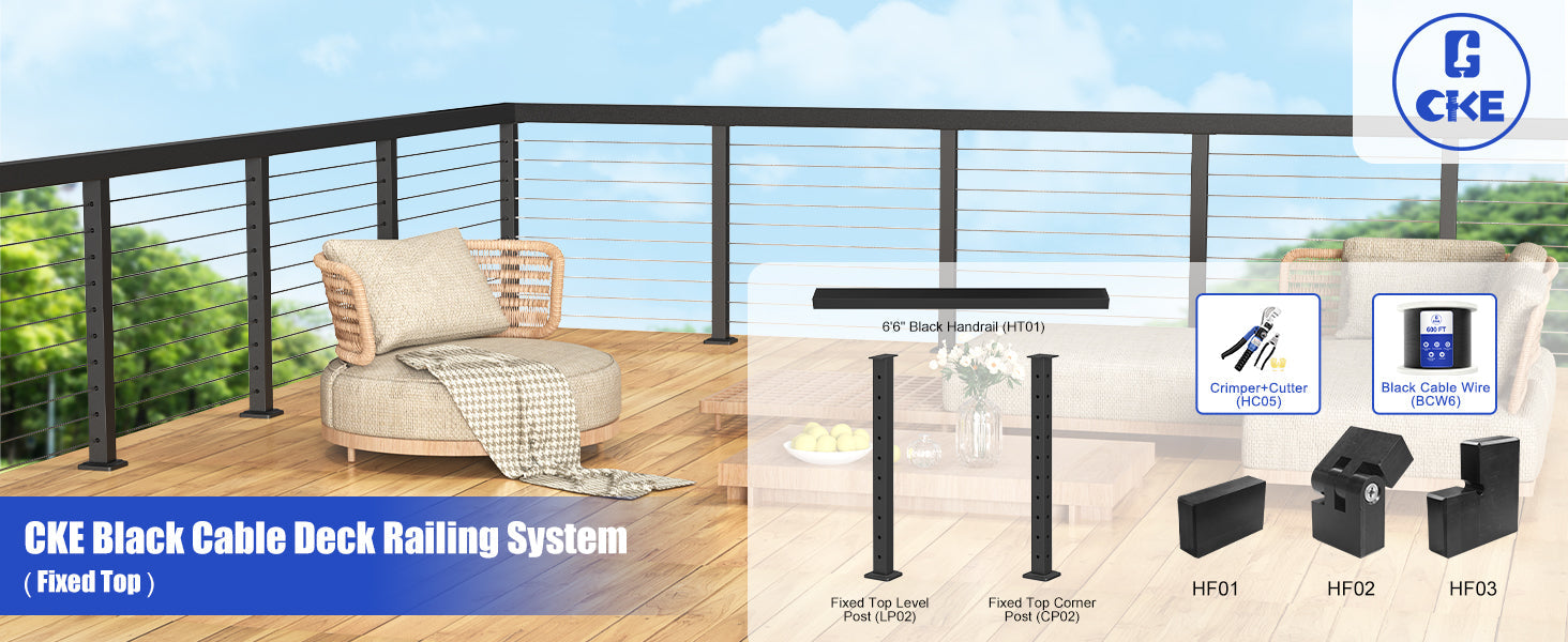 CKE Black Cable Deck Railing System