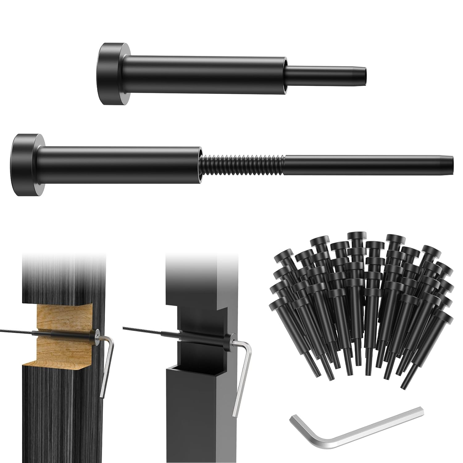 CKE 40 Pack Black Invisible Cable Railing Kits, 1/8" Black T316 Stainl