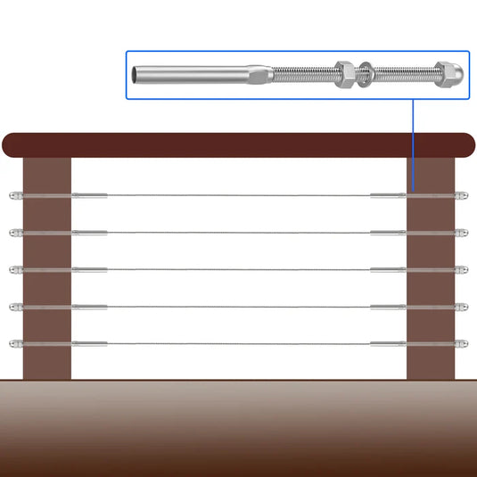 CKE 6" Swage Threaded Stud for 3/16" Cable Railing CR06-3/16-400