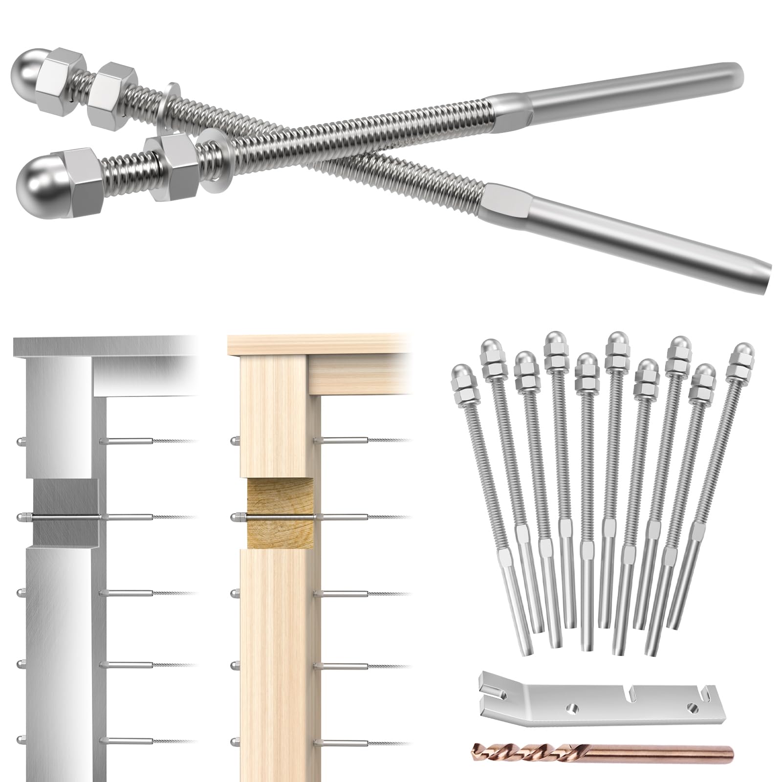 CKE Cable Railing Swage Threaded Stud Tensioner CR06-3/16-400